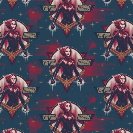 MARVEL HEROES CAPTAIN MARVEL Galactic Blue - FAT QUARTER – Utopian Threads